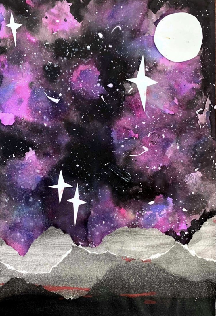 Torn Paper Galaxy Landscape - THAT ART TEACHER