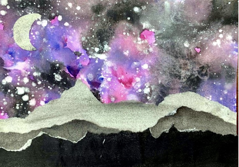 Torn Paper Galaxy Landscape - THAT ART TEACHER